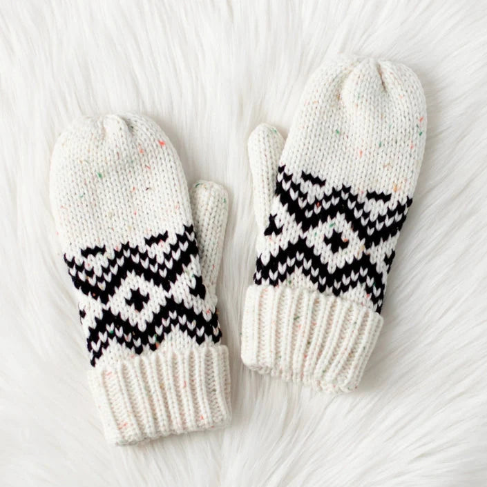 Cream & Speckled Patterned Mittens – Modern Pastime