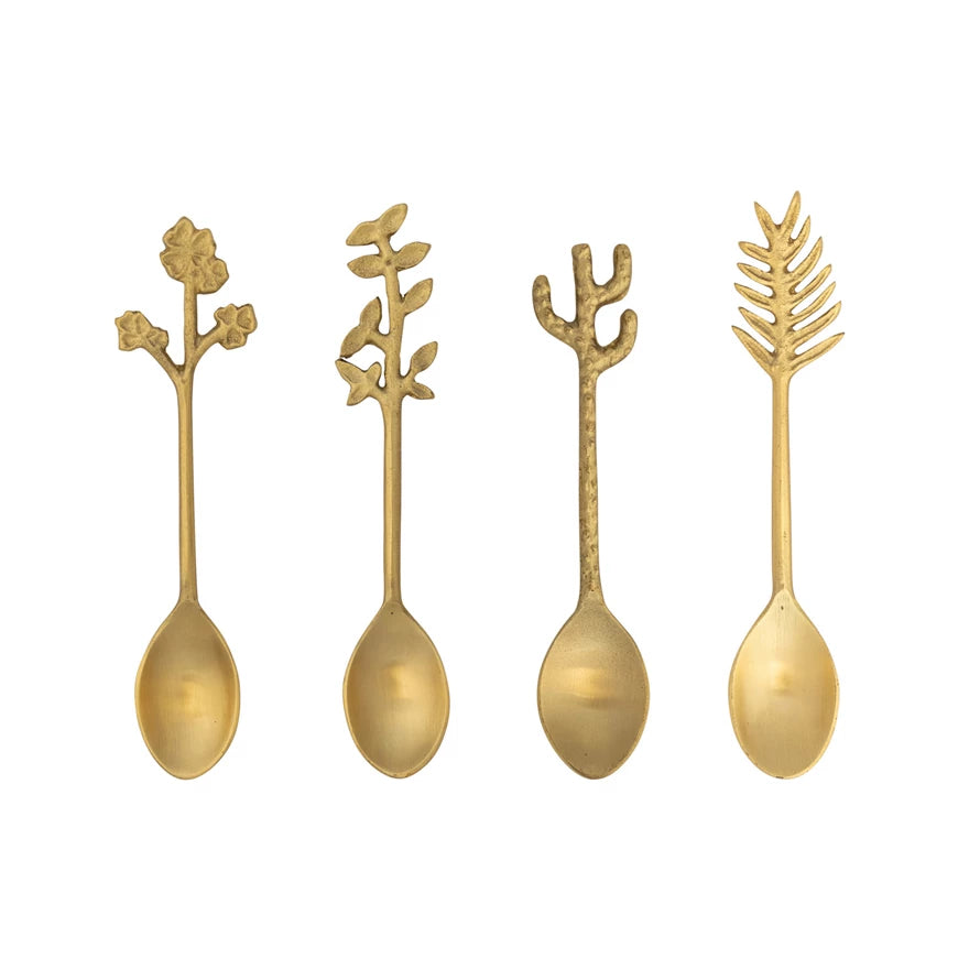 Brass Spoon with Botanical Shaped Handle, 4 Styles – Modern Pastime