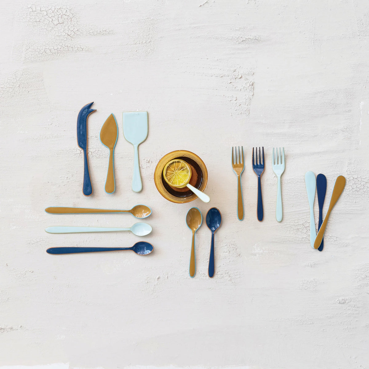 Enameled Stainless Steel Fork with Colored Edge, 3 Colors – Modern Pastime